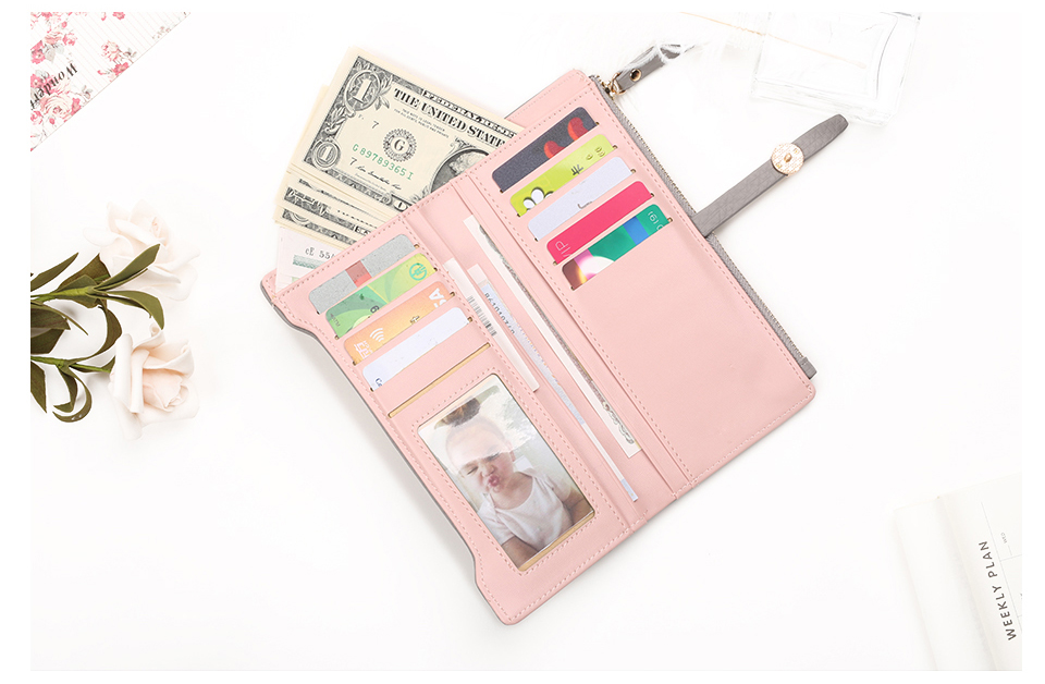 Latest Lovely Leather Long Women Wallet Fashion Girls Change Clasp ...