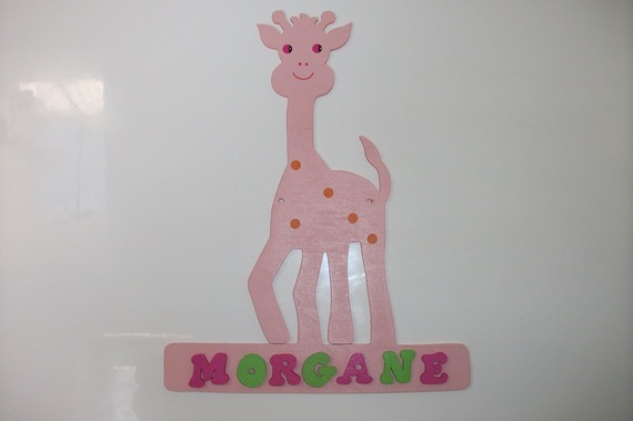 Child Name Door Wall Plate Sign Customized With Giraffe on Luulla