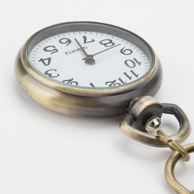 Retro Vintage Bronze Keychain Pocket Watch Sport Key Ring Round Pendant ...