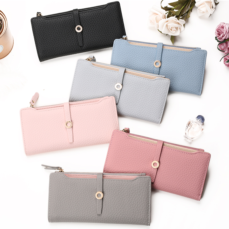 Latest Lovely Leather Long Women Wallet Fashion Girls Change Clasp ...